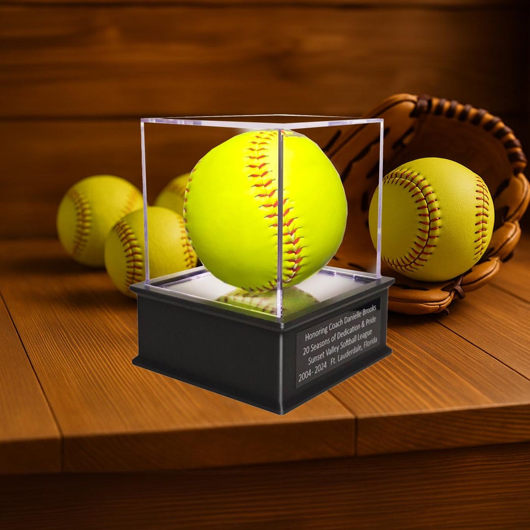 Personalized Softball Display Case With Engraved Tag – 3D Printed PLA ...