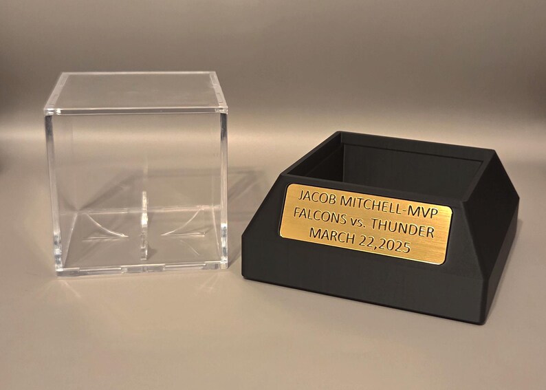 Baseball Display Stand With Acrylic Box – Custom Bronze Plaque – 3D ...