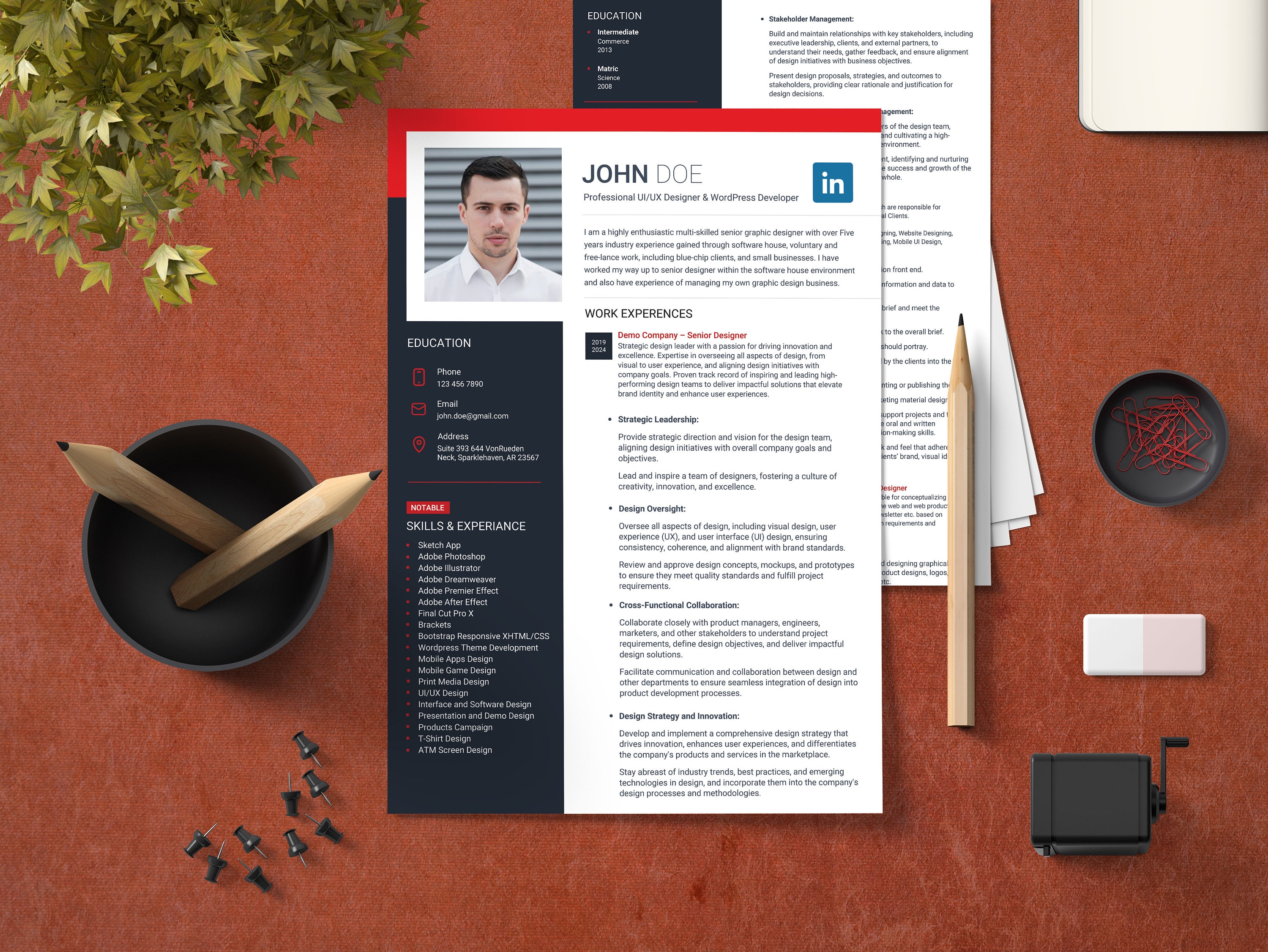 Modern Executive Resume Template 2024 - Professional Photo CV for Word ...