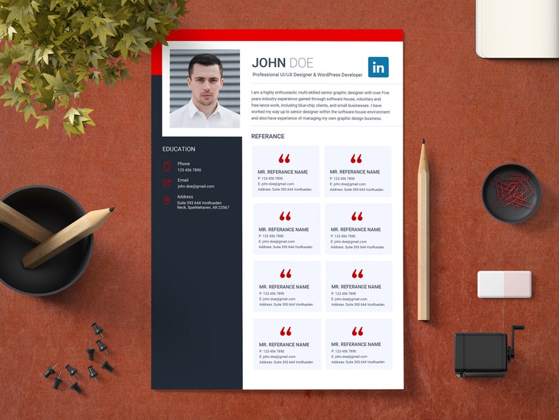 Modern Executive Resume Template 2024 - Professional Photo CV for Word ...