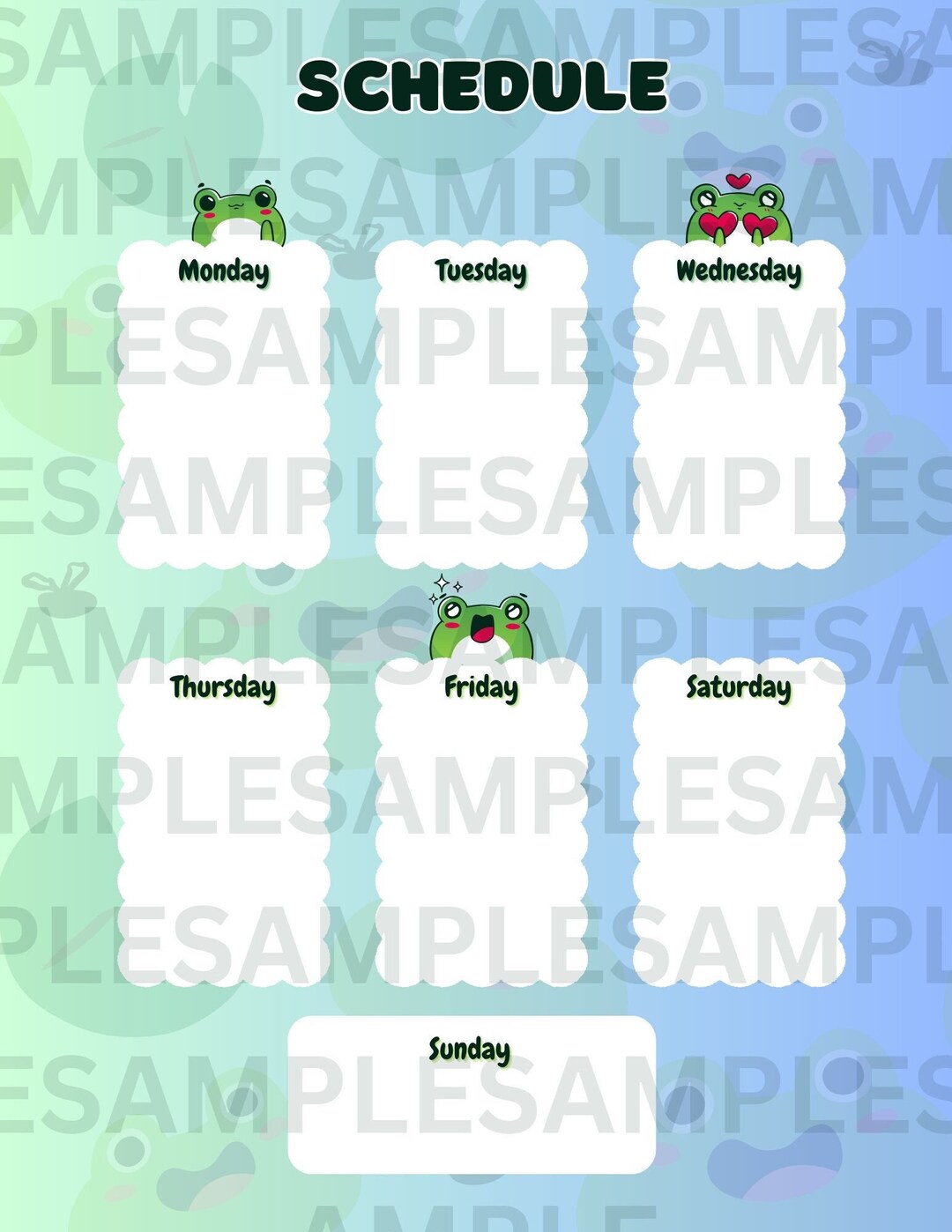 Froggy Digital Weekly Schedule Stream Schedule Weekly Planner Editable ...