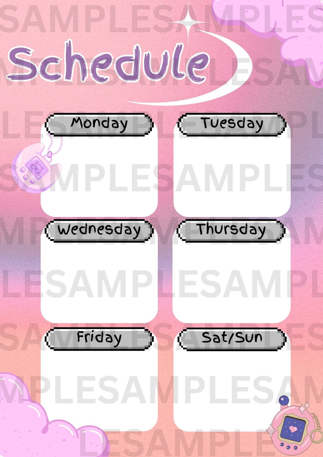 Y2K Digital Weekly Schedule Stream Schedule Weekly Planner Editable ...