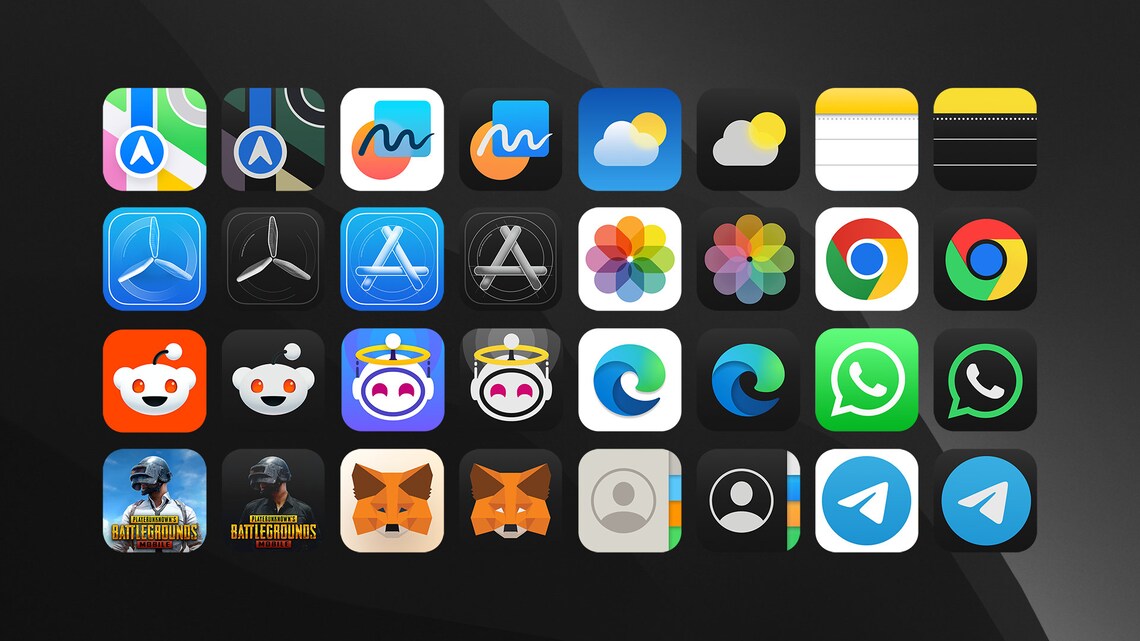 Solstice Dark Mode Icon Pack 1024x1024 HD IOS 18 Ios Dark Mode Theme ...