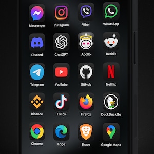 Solstice Dark Mode Icon Pack 1024x1024 HD IOS 18 Ios Dark Mode Theme ...