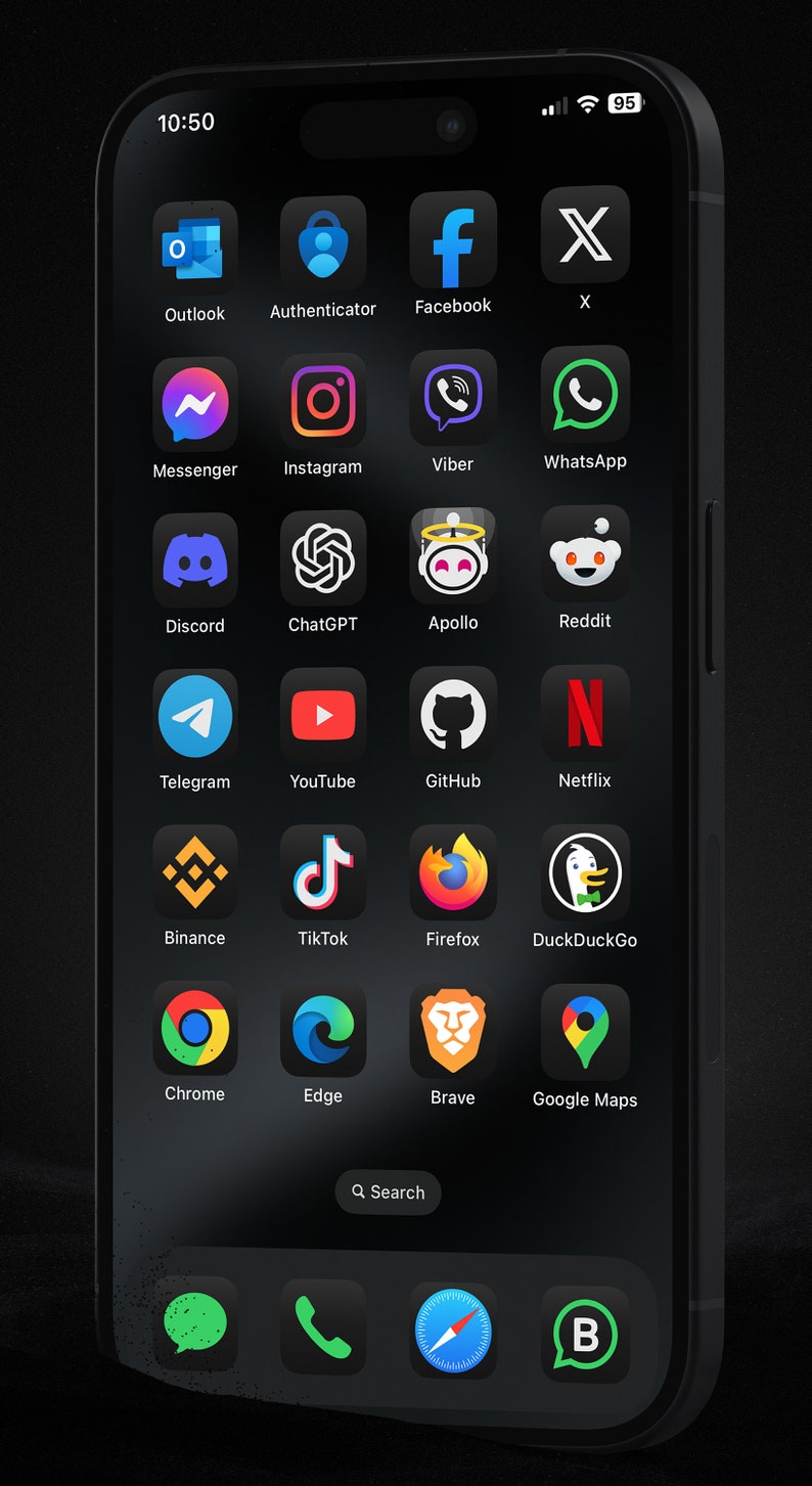 Solstice Dark Mode Icon Pack 1024x1024 HD IOS 18 Ios Dark Mode Theme ...
