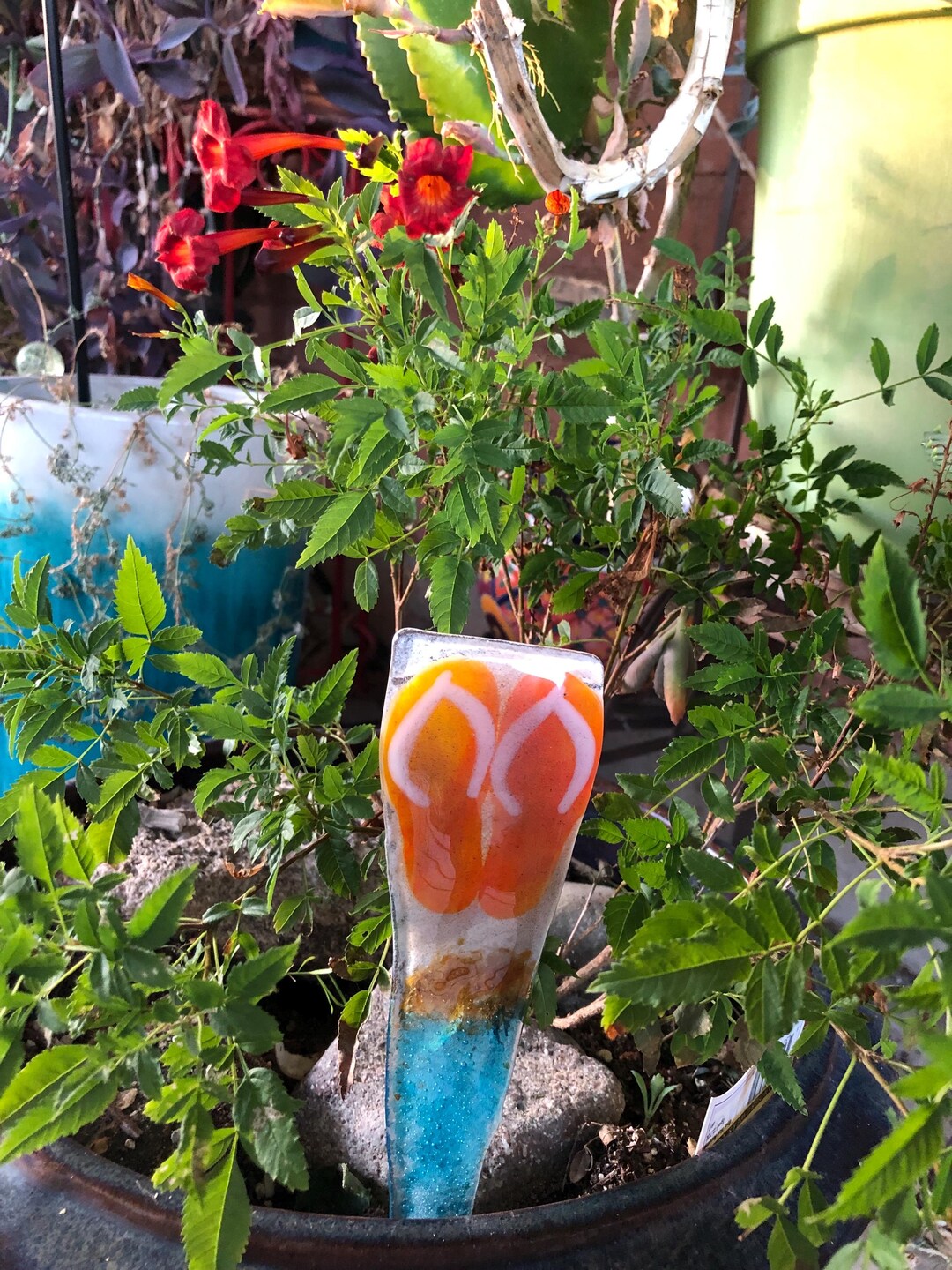 Flip Flops-plant Poke-beach House Art-potted Plant-indoor-outdoor-decor ...