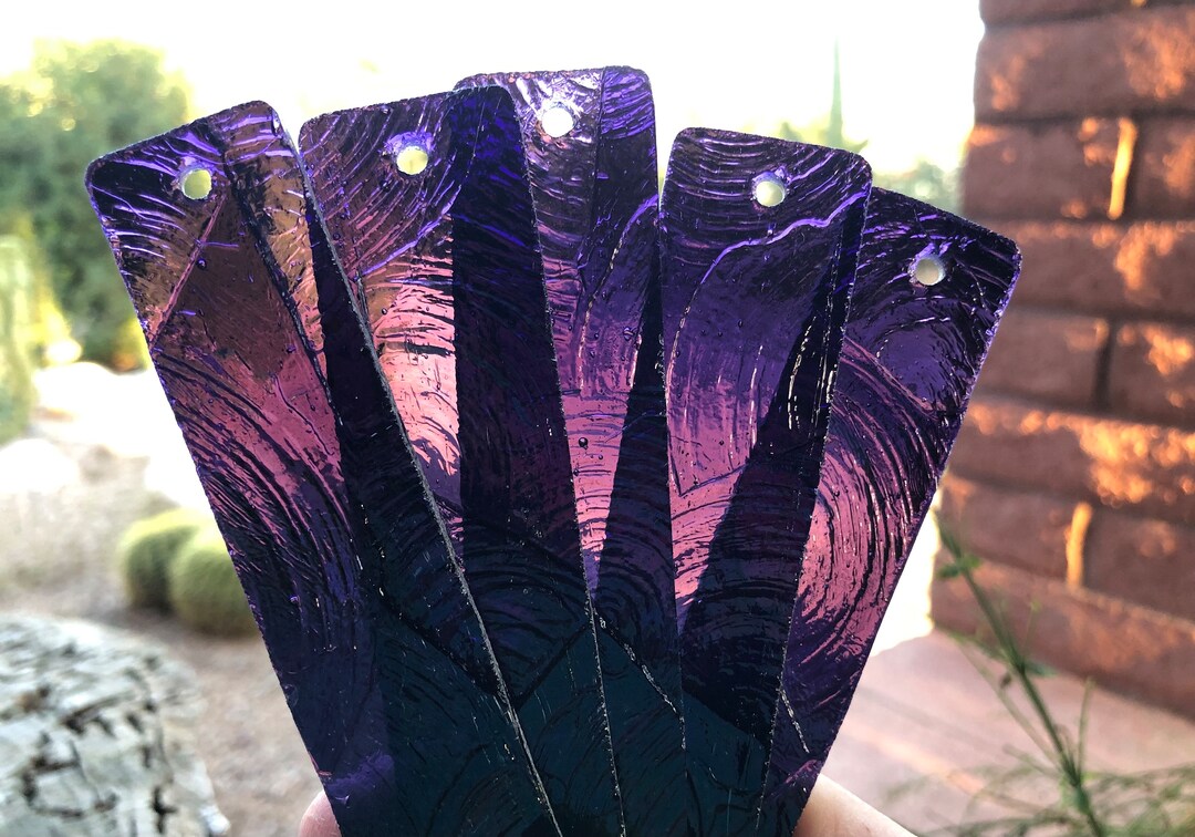 5-grape-chime-glass Strips-drilled-diy-replacement Windchime Parts ...