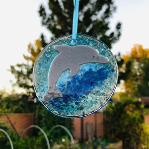 Dolphin-tree Ornament-ocean-suncatcher-teacher Gift-colorful-fused ...