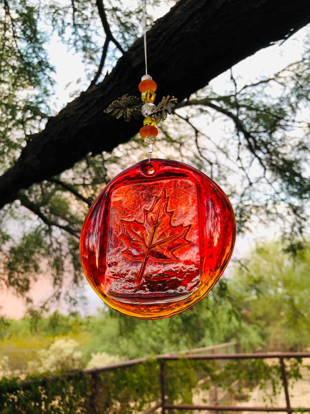 Autumn Leaf Glass Suncatcher-gift-garden Art Patio Decor-fall Home ...