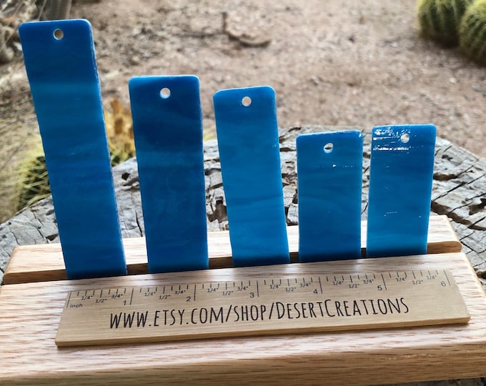 6-chime-drilled-blue Glass-d-i-y-strips-shape-create-yard Art - Etsy