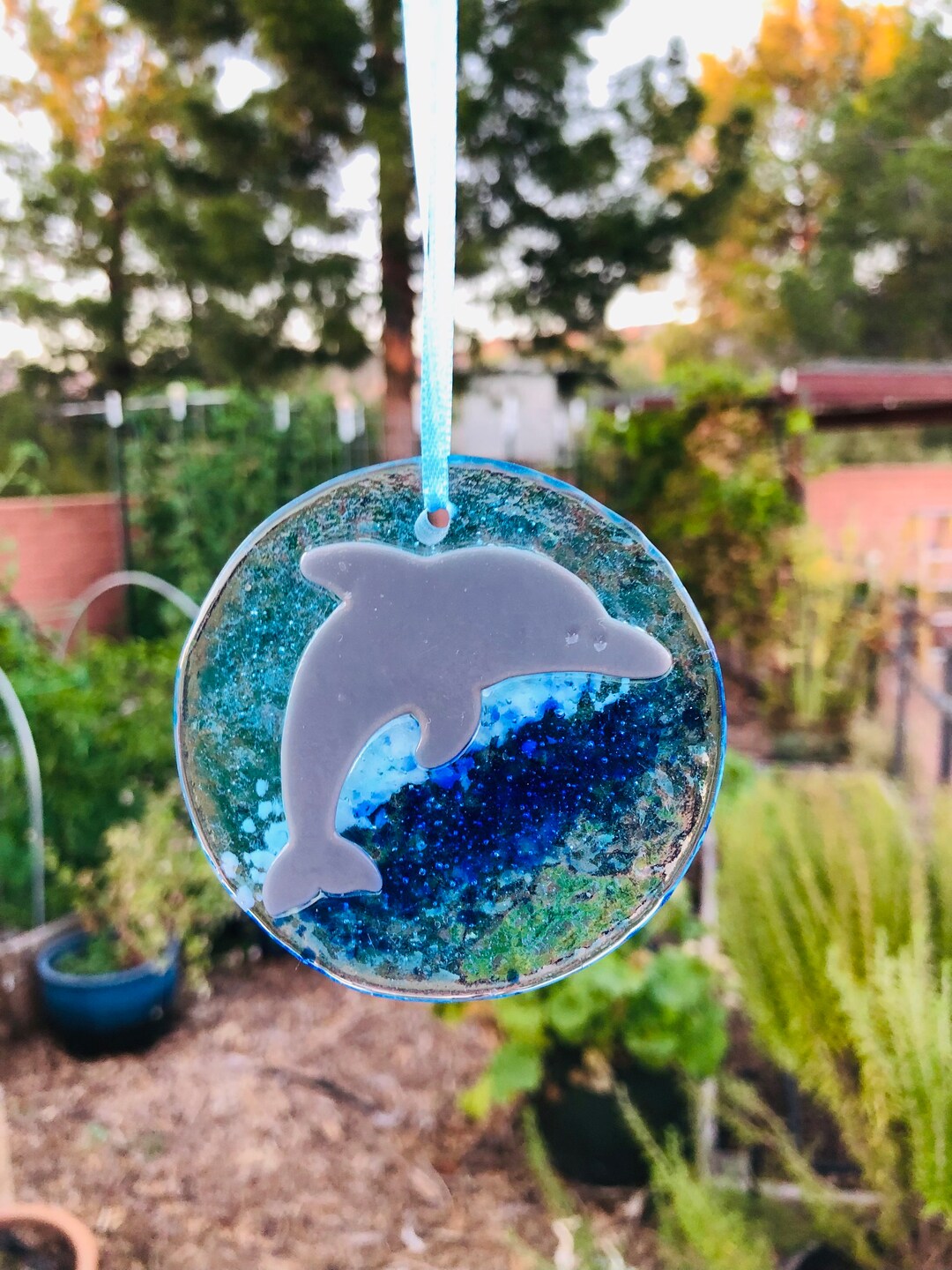 Dolphin-tree Ornament-ocean-suncatcher-teacher Gift-colorful-fused ...