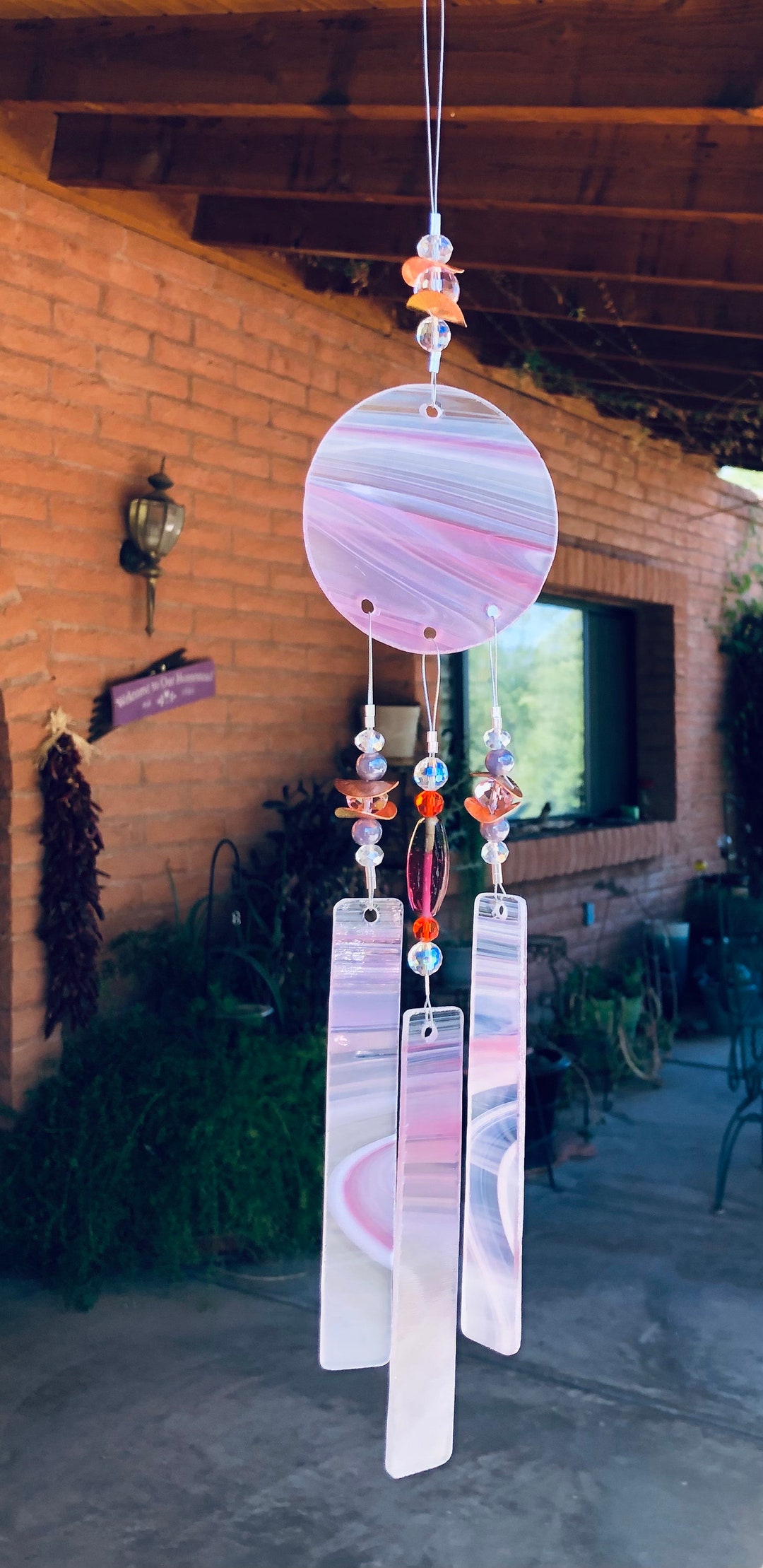 Pretty in Pink-copper-windchime-love Symbol-handmade Gift for Her ...