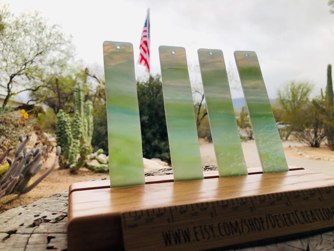4-strips-1.0"wx5.0"l-minty Blue-glass-drilled-d-i-y-chime-hanging ...