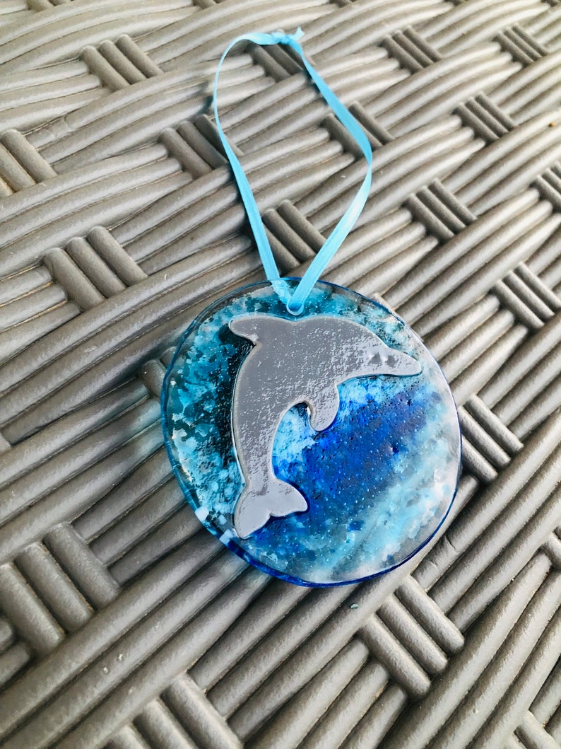 Dolphin-tree Ornament-ocean-suncatcher-teacher Gift-colorful-fused ...