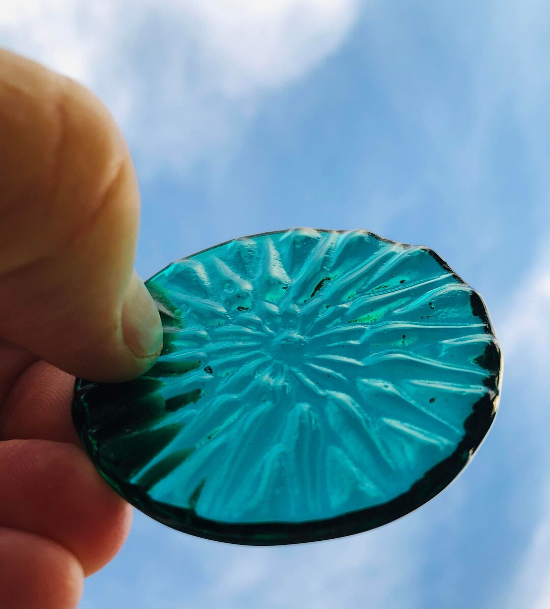 Rondel-2.5" Fused Glass-window Panel Supply-teal Green Glass Art - Etsy