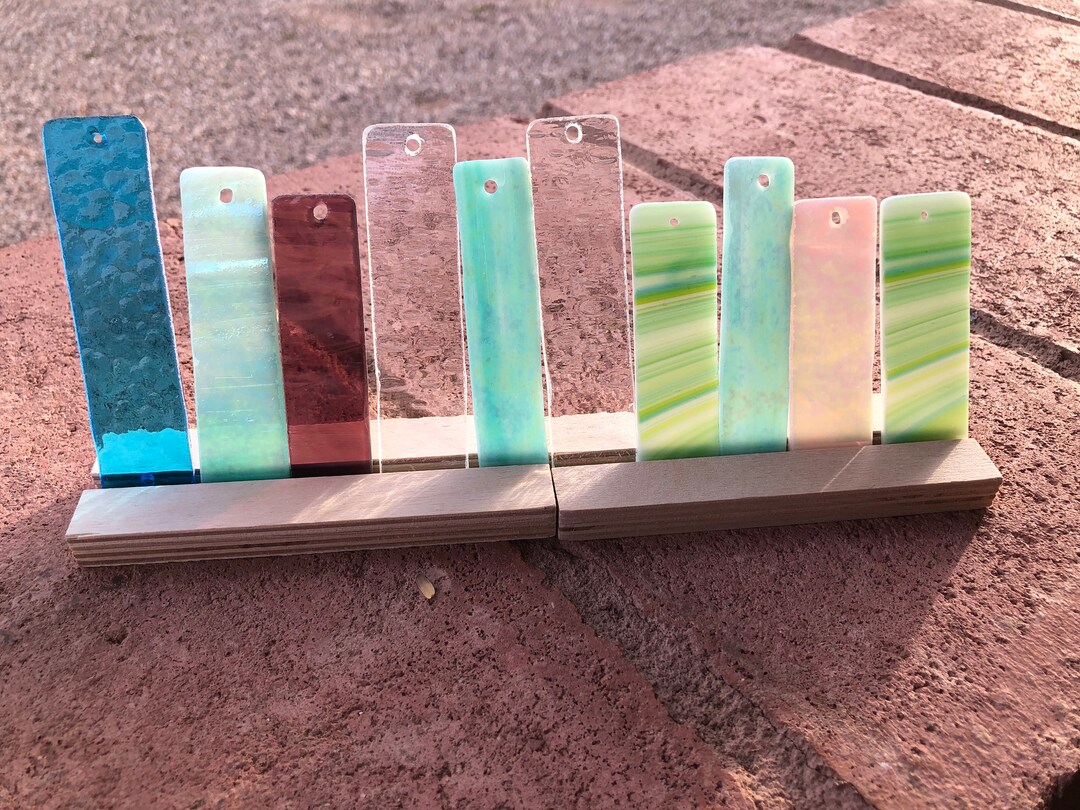 10-glass Strips-drilled-d-i-y-hanging Instructions-garden-yard Art - Etsy