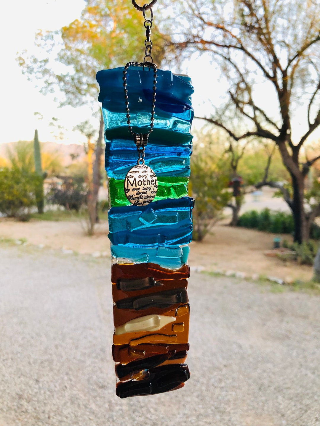 Rivers Edge Suncatcher-fused Glass-mother Gift-wall Art-river Flow ...