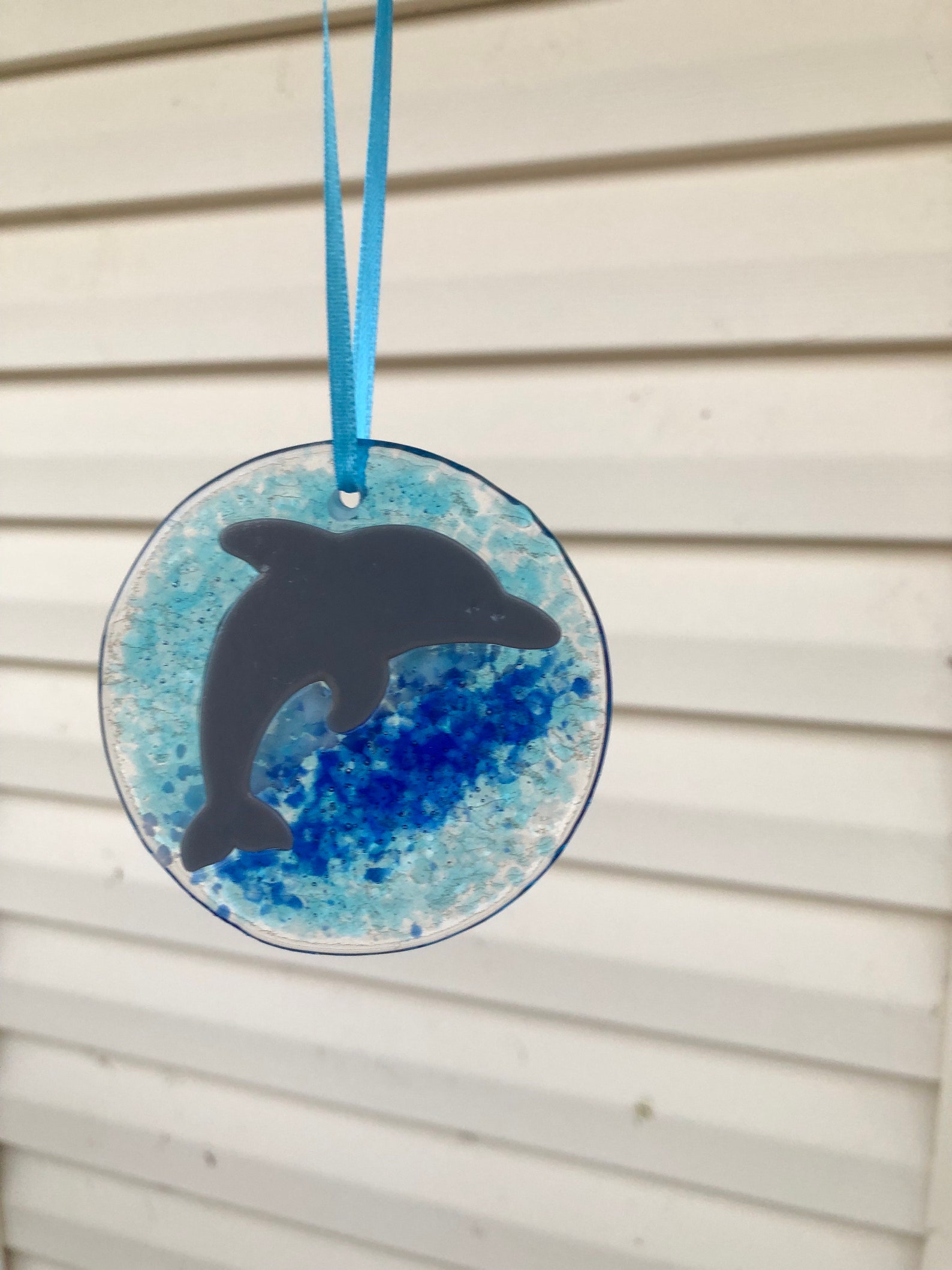 Dolphin-tree Ornament-ocean-suncatcher-teacher Gift-colorful-fused ...