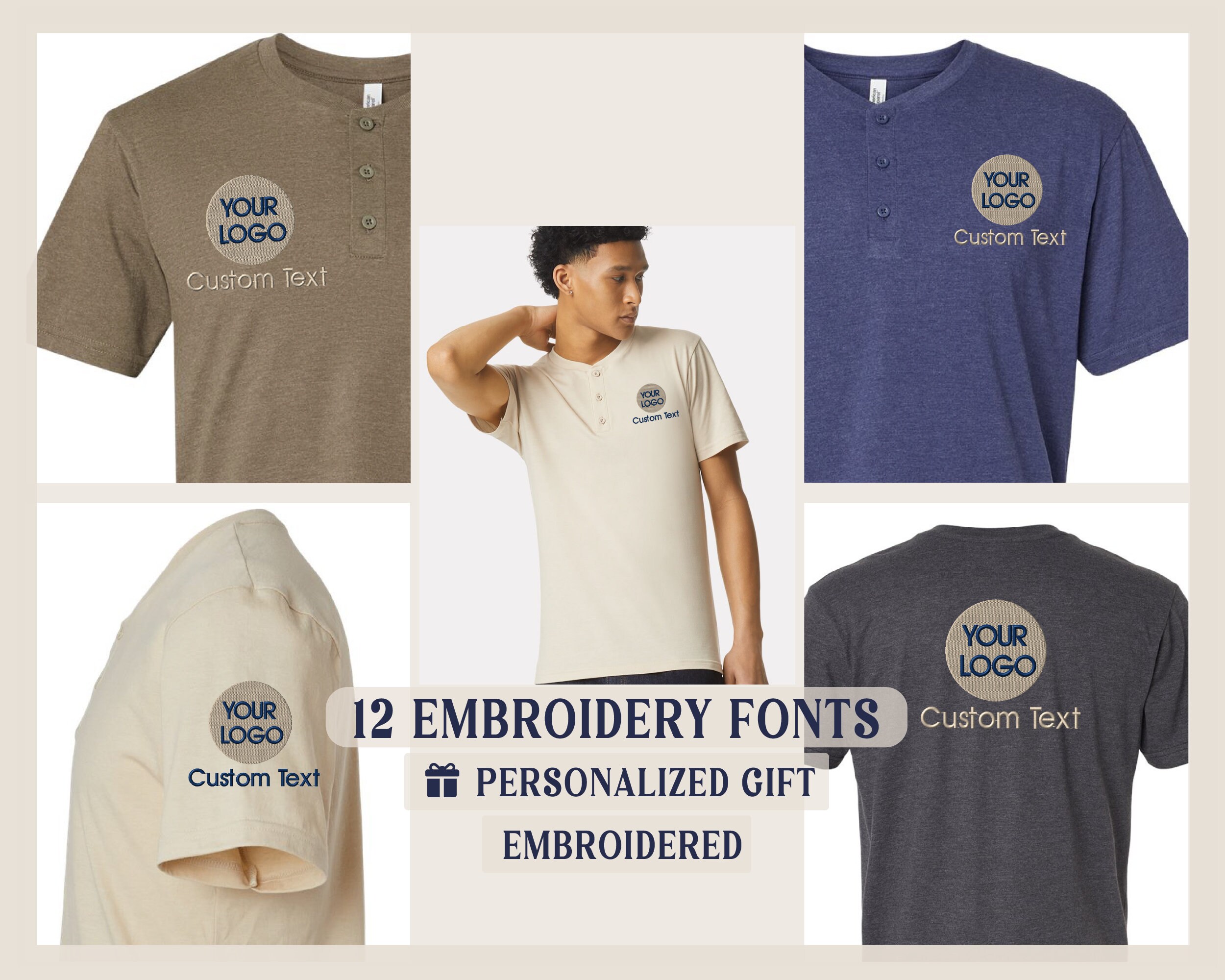Embroidered Custom Logo Henley T-shirts for Men Personalized Gift - Etsy