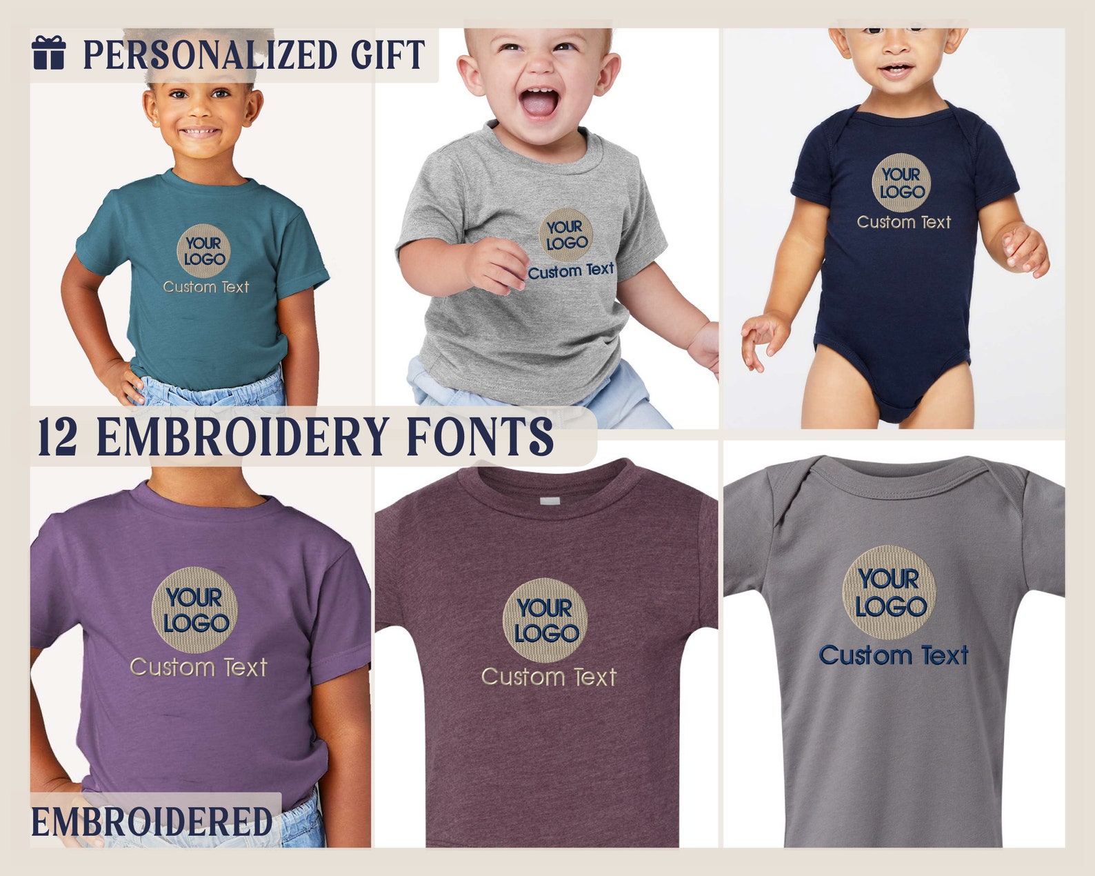Embroidered - Custom Logo T-shirt for Toddlers and Babies - Personalized Gift - Etsy