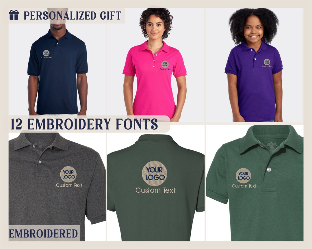 Embroidered - Custom Logo Jerzees Brand Polo Shirts for All Family ...