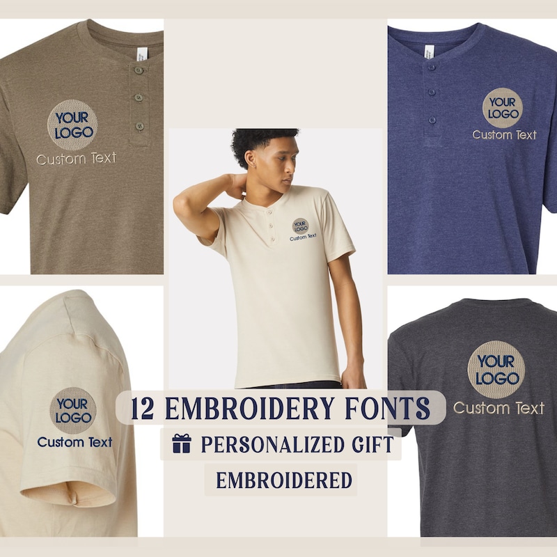 Custom Logo Henley Shirts - Etsy