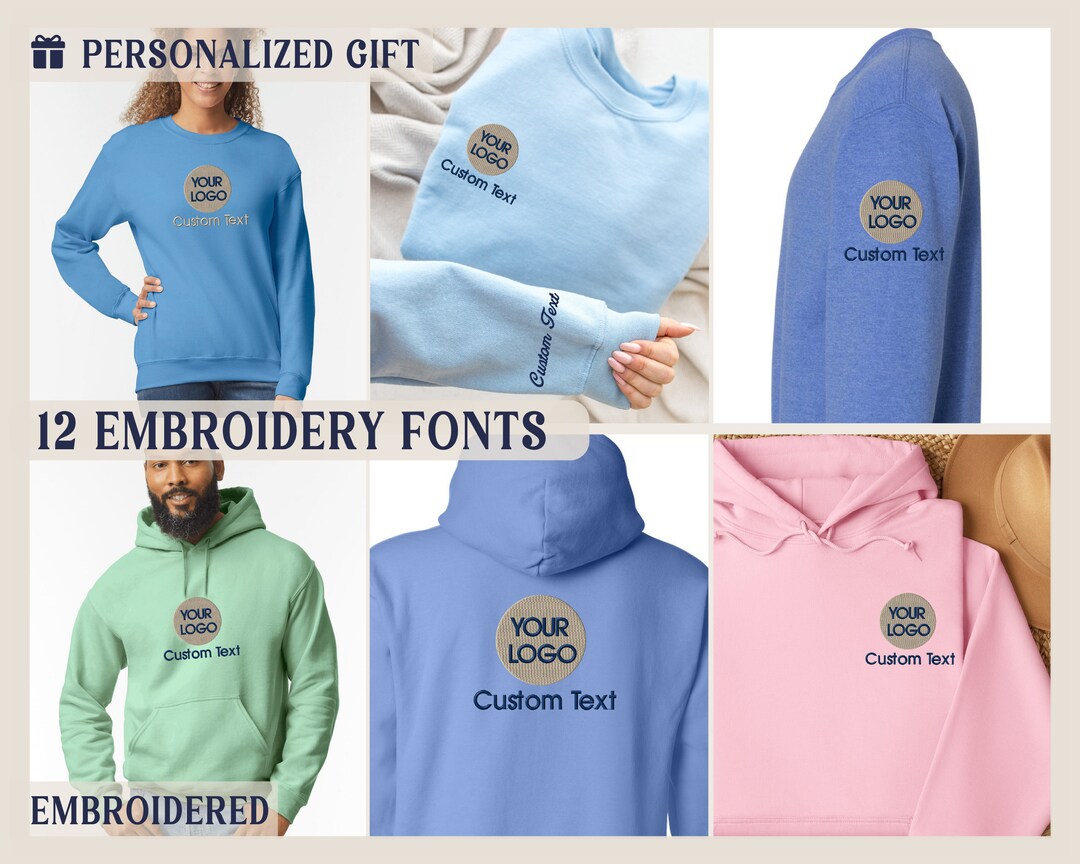 Embroidered - Custom Logo Unisex Adult Sweatshirt and Hoodie ...