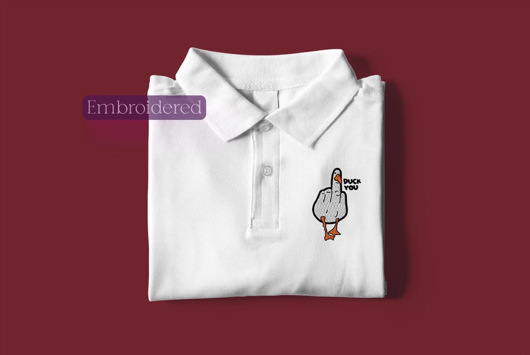 Jerzees Polo Shirt for Adults - "duck You" Embroidered Design - Funny ...