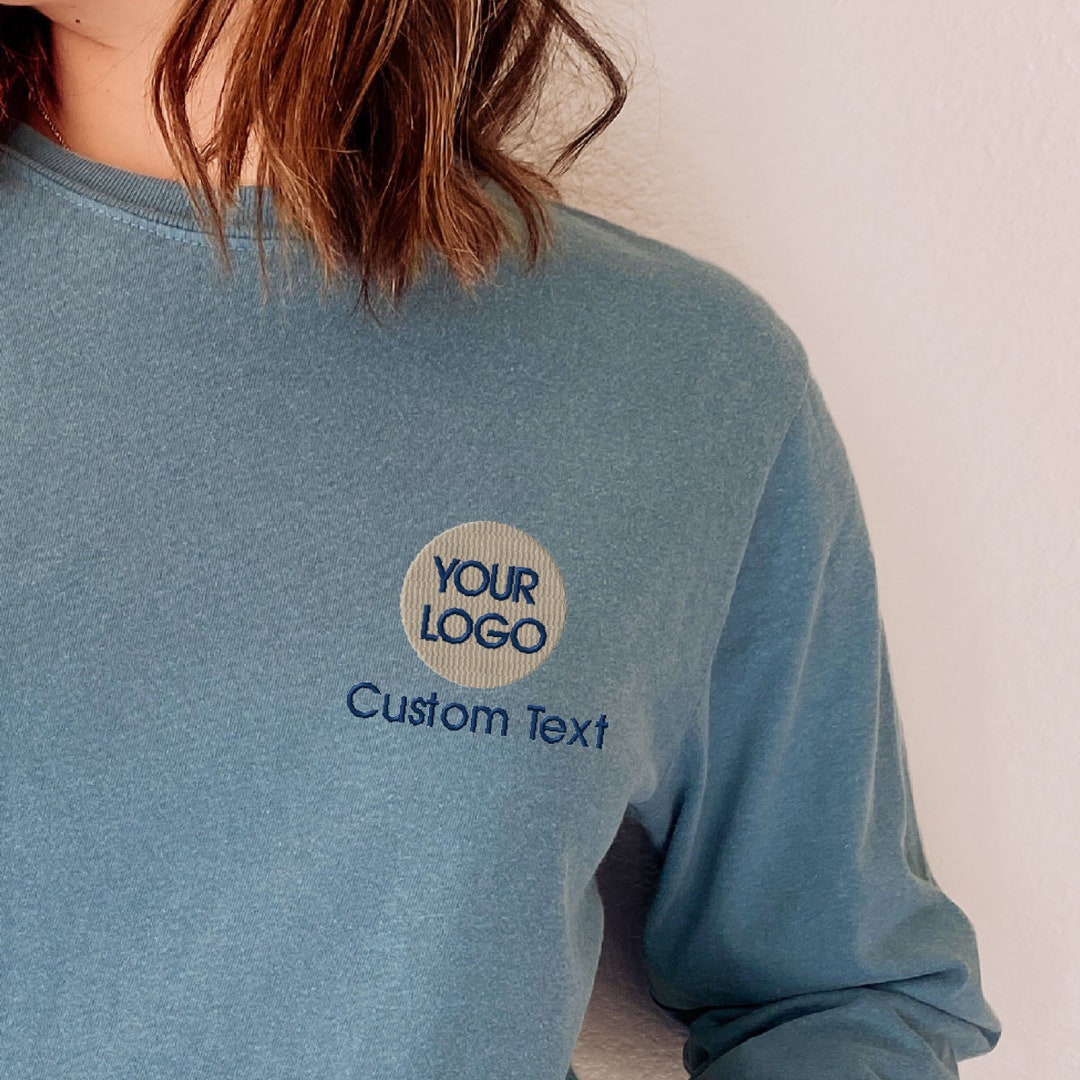 Embroidered - Custom Text Long Sleeve Shirt - Personalized Gift - Etsy