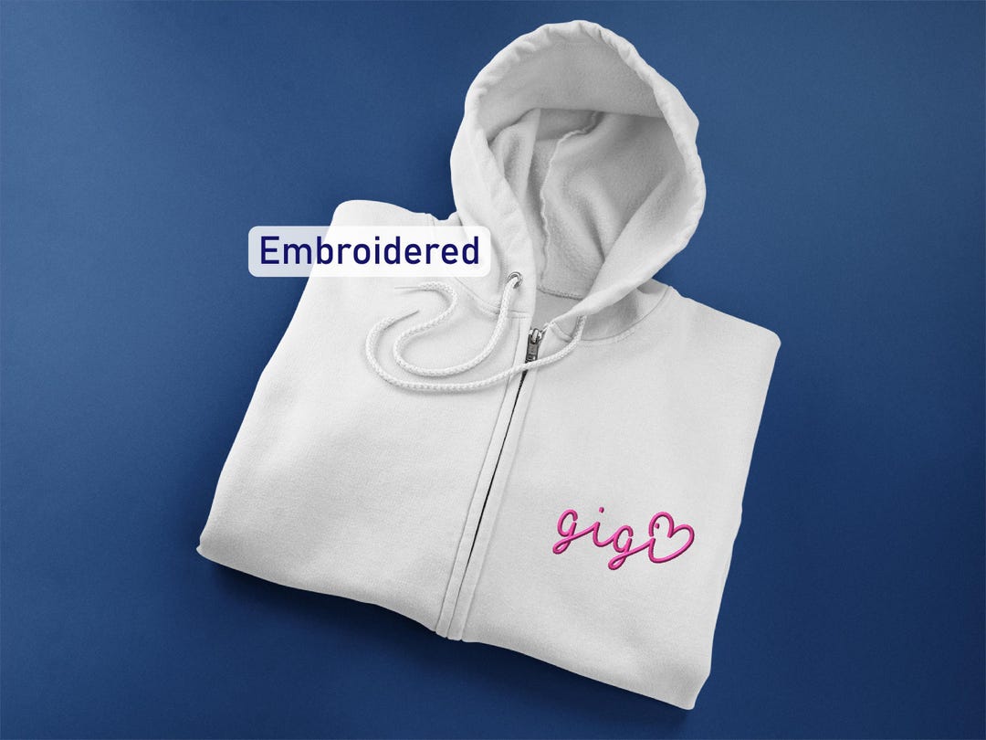 Embroidered Gigi Zip up Hoodie, Grandma Gift, Kingartdesigner - Etsy