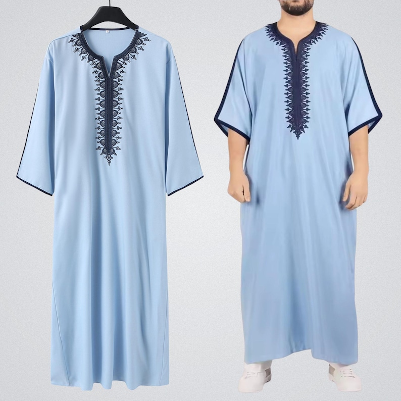 Luxury Islamic Thobe for Men – Muslim Galabiya Kaftan – Arabic Jubbah ...
