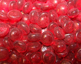 100 Bright Red dazzling Dotz Recycled Glass Gems Round Shaped Mosaic ...