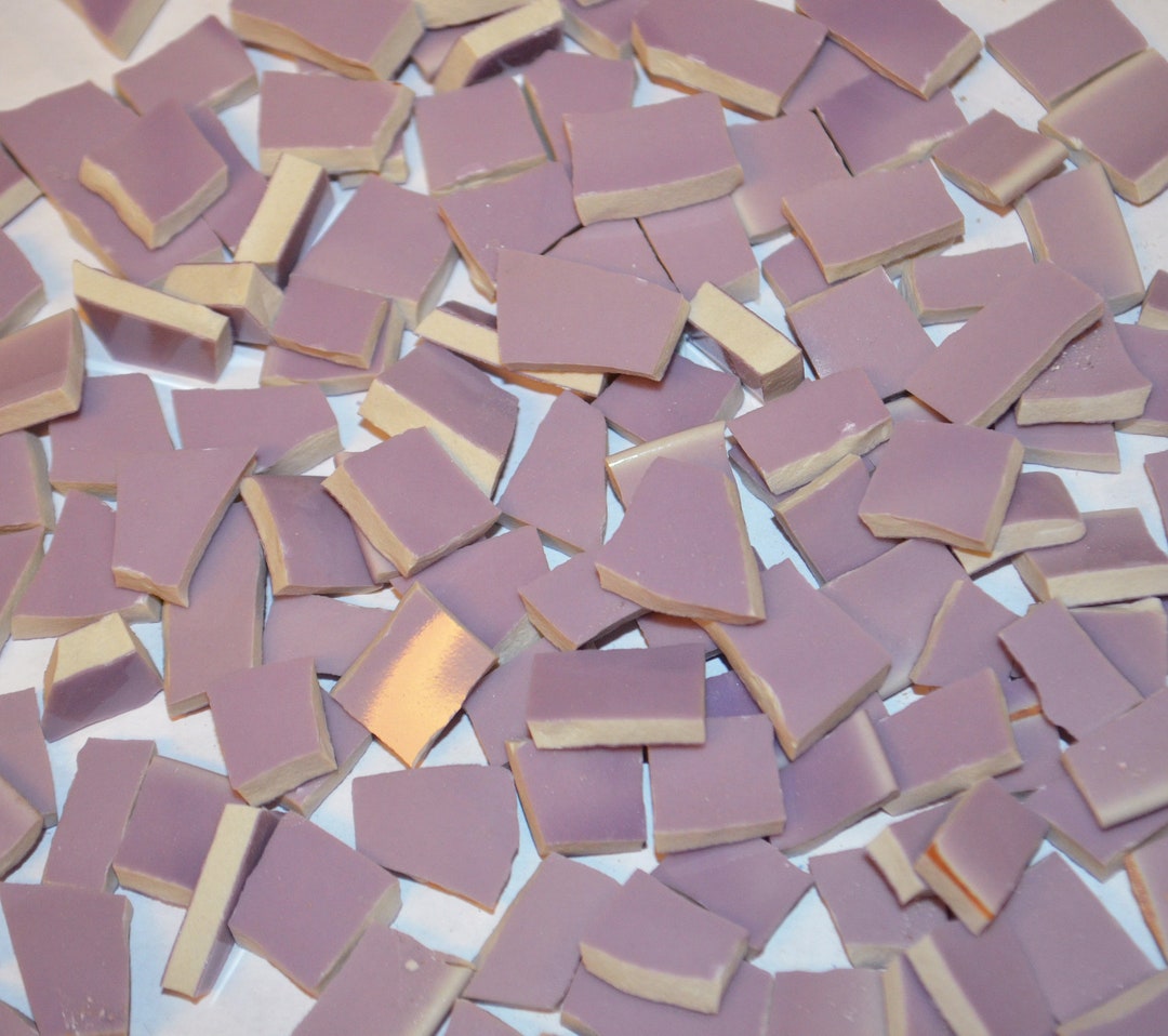 100 Solid Lavender Purple Filler Hand Cut China Plate Mosaic Tile Tiles ...