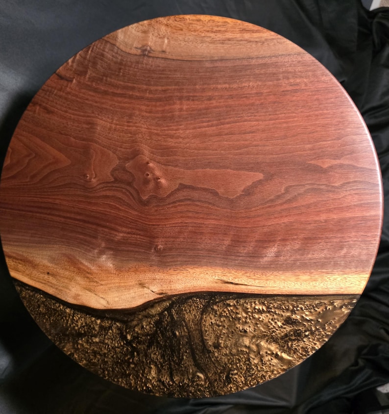Pair of Hand Carved Walnut & Epoxy Side Tables - Etsy