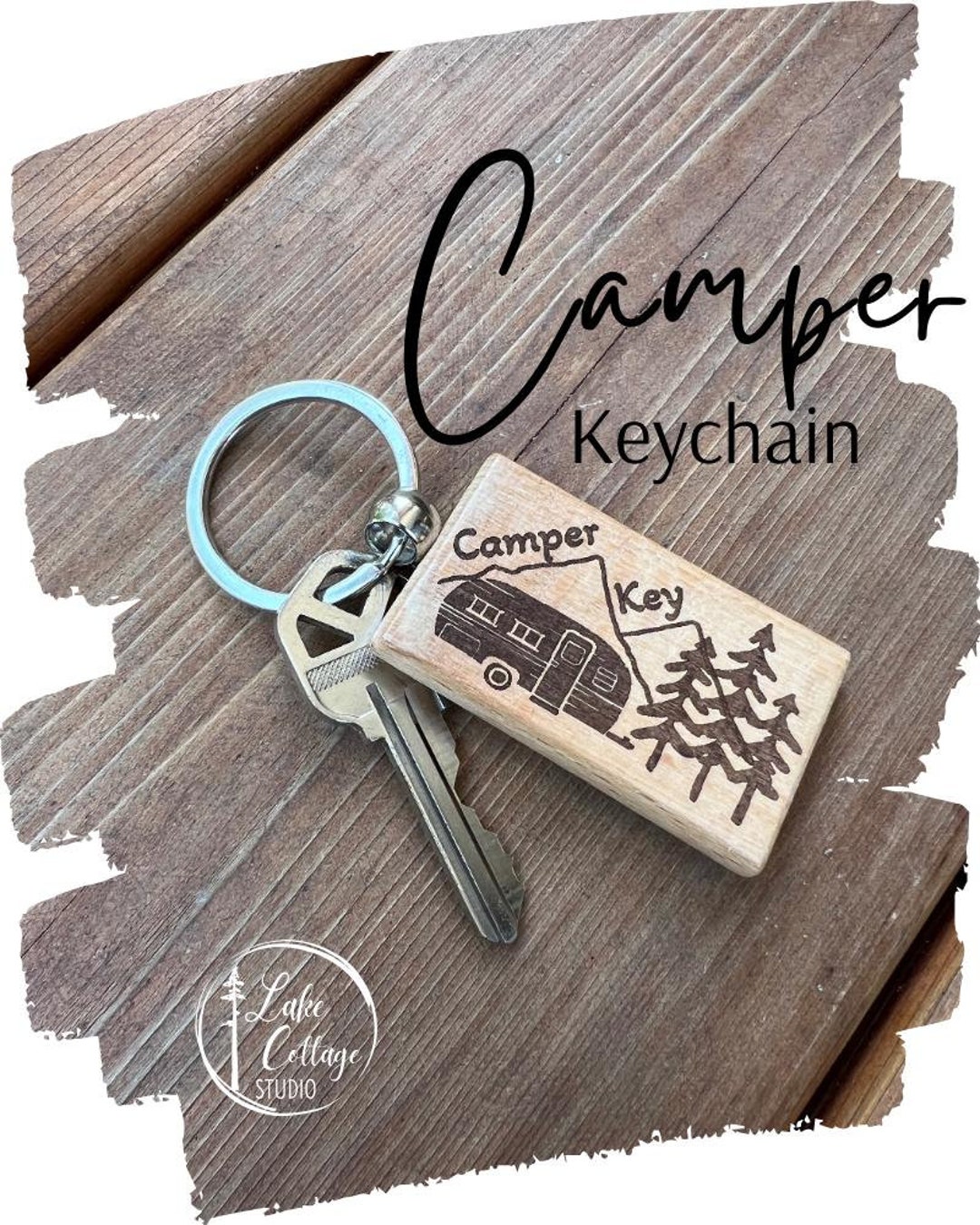 Camper Keychain Personalized Key Holder Laser Engraved Wood, Keys for a ...