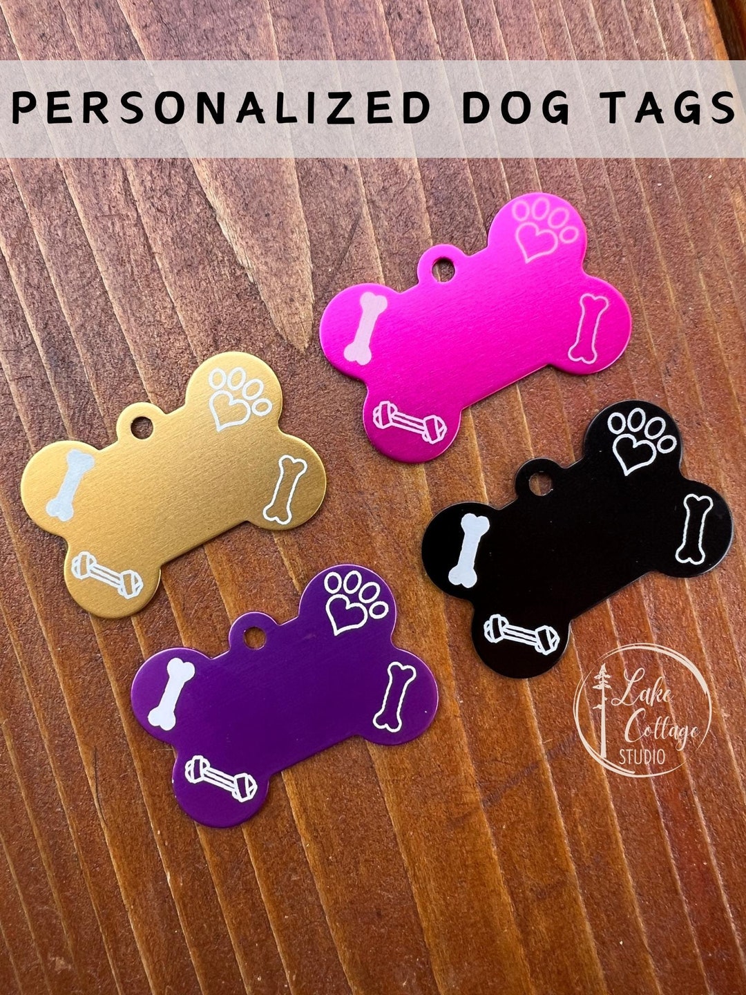 Personalized Dog Tags- Bone Shaped Aluminum Tags Custom Laser Engraved ...