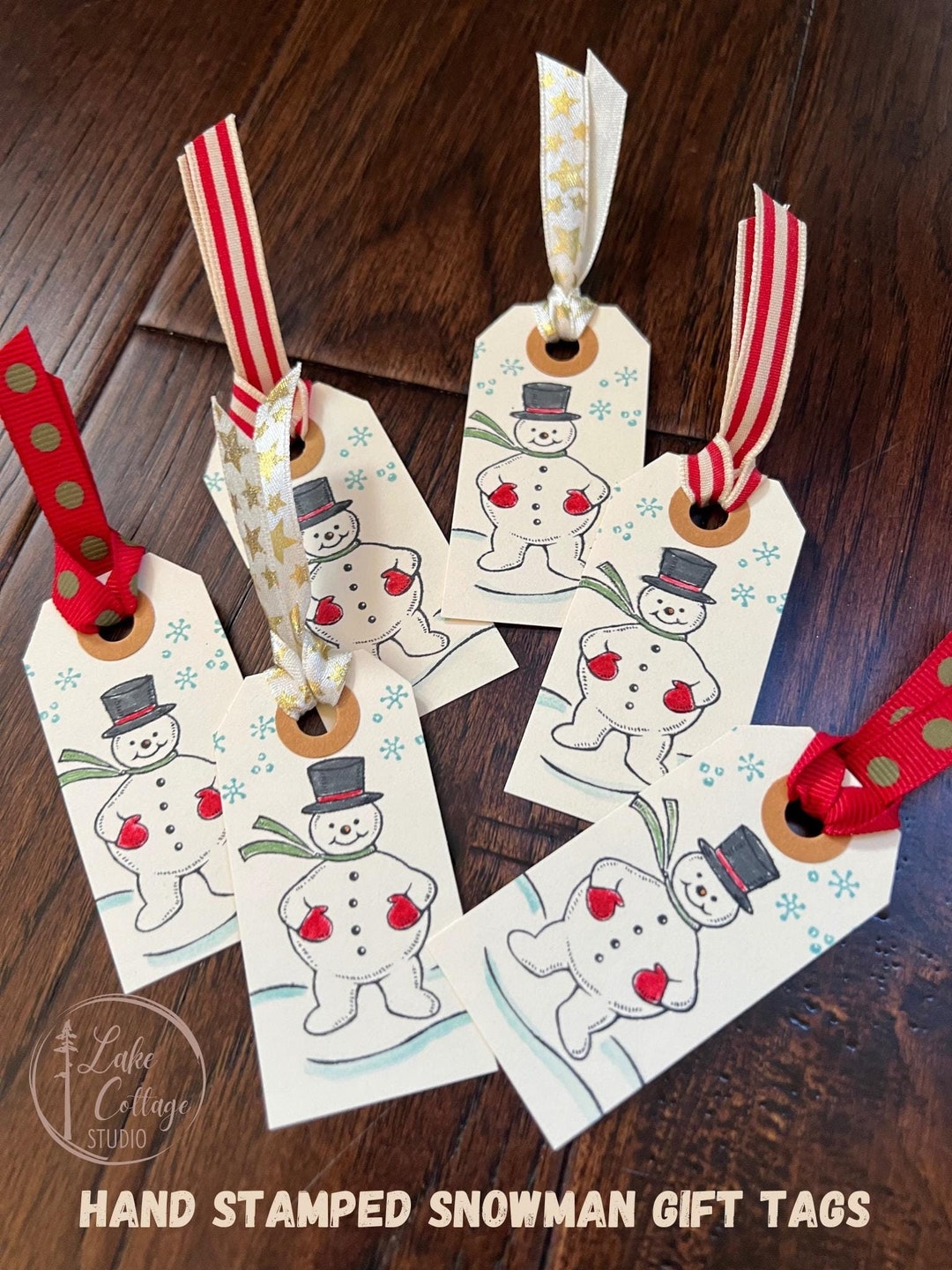 Snowman Gift Tags Christmas - Set of 6- Holiday Gift Tags Hand Stamped ...