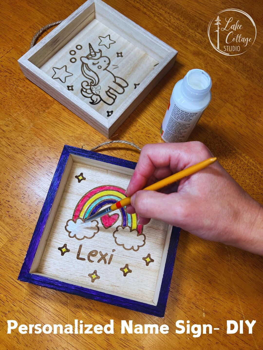 Personalized Wood Shadow Box Sign: Unicorn, Rainbow, Butterfly - DIY ...