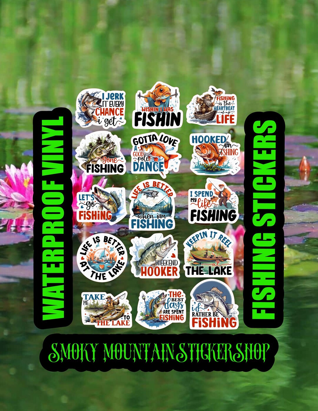 Funny Fishing Sticker Pack | 27 Premium Waterproof Vinyl 2-inch ...