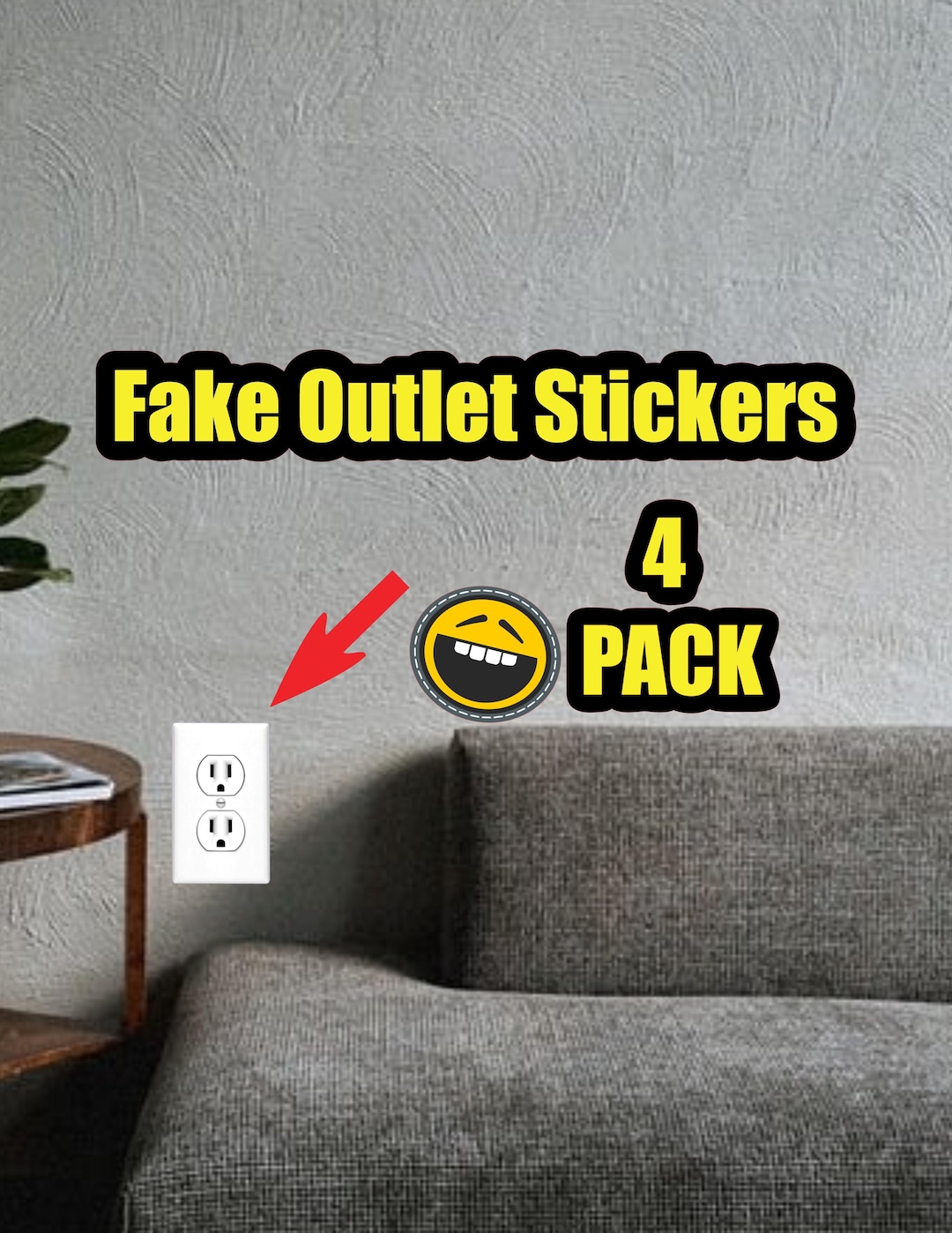 4-piece Fake Electrical Outlet Prank Stickers - Waterproof Vinyl ...