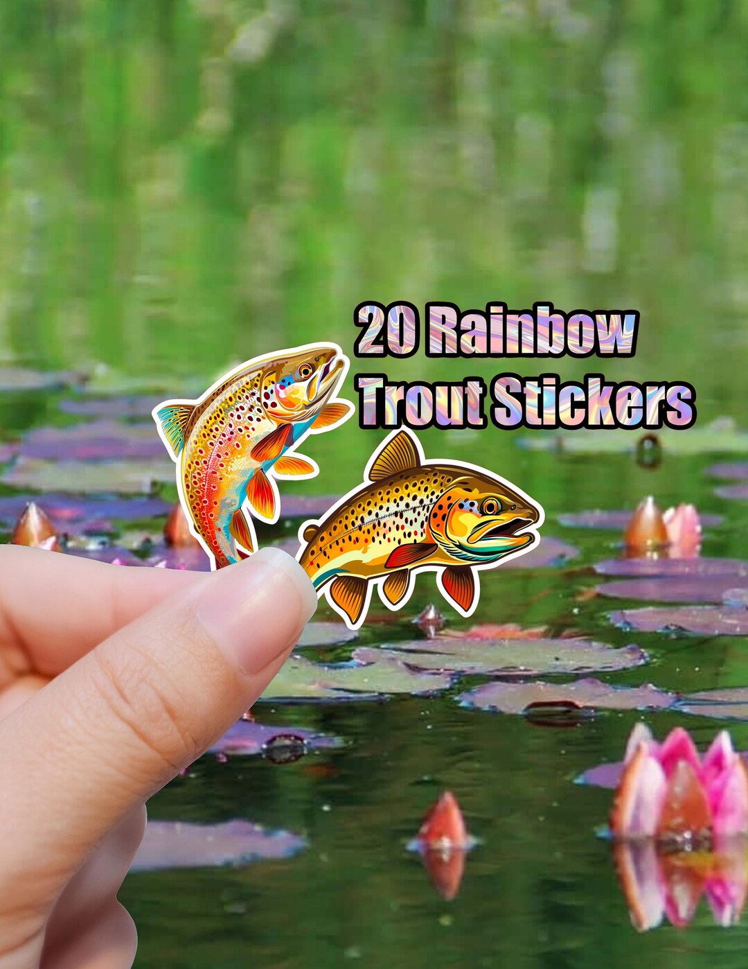 Rainbow Trout Stickers Fishing Gifts 20 PC Set 2 Inch - High Gloss and ...