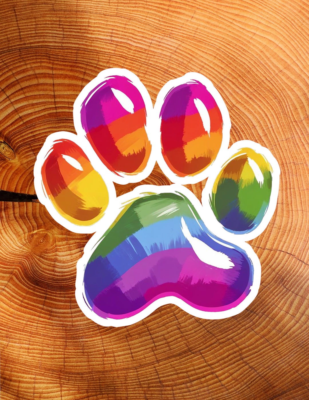 Holographic Rainbow Dog Paw Print Vinyl Sticker - Etsy