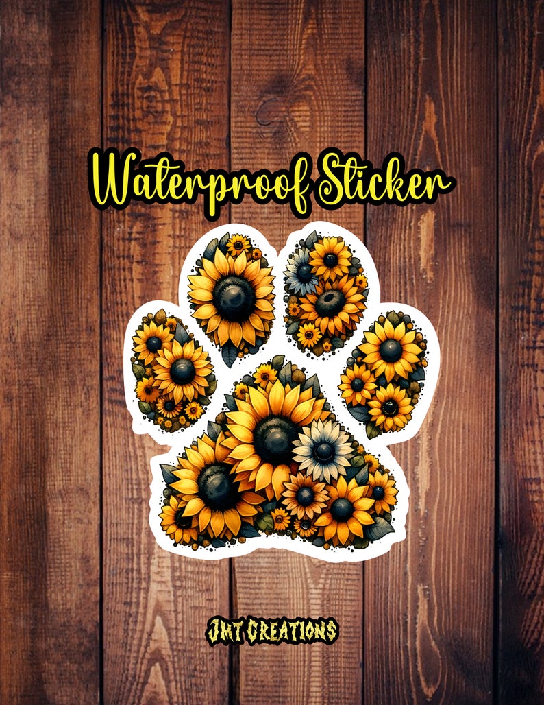 Adorable Sunflower Paw Print Sticker - Etsy