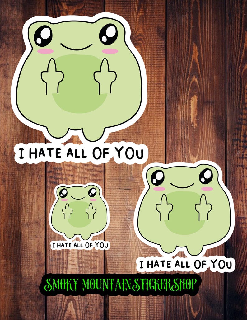 Funny Frog Middle Finger Sticker – Waterproof Vinyl, Glossy or ...