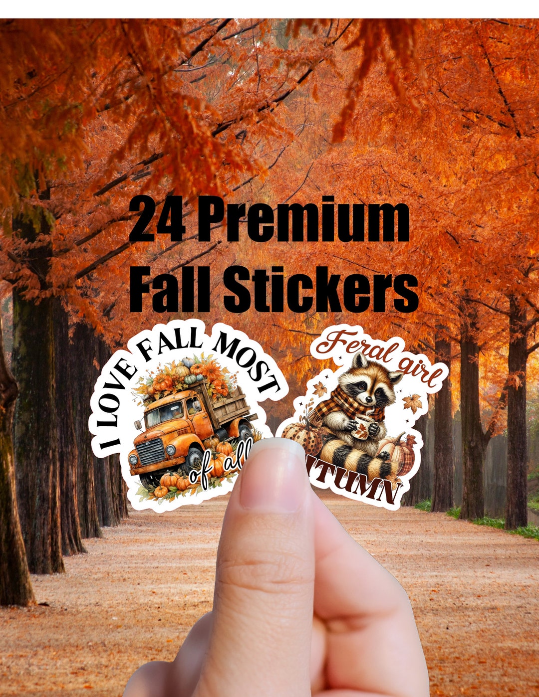 24-piece Fall/autumn Sticker Pack - Colorful Leaves, Pumpkin Spice ...