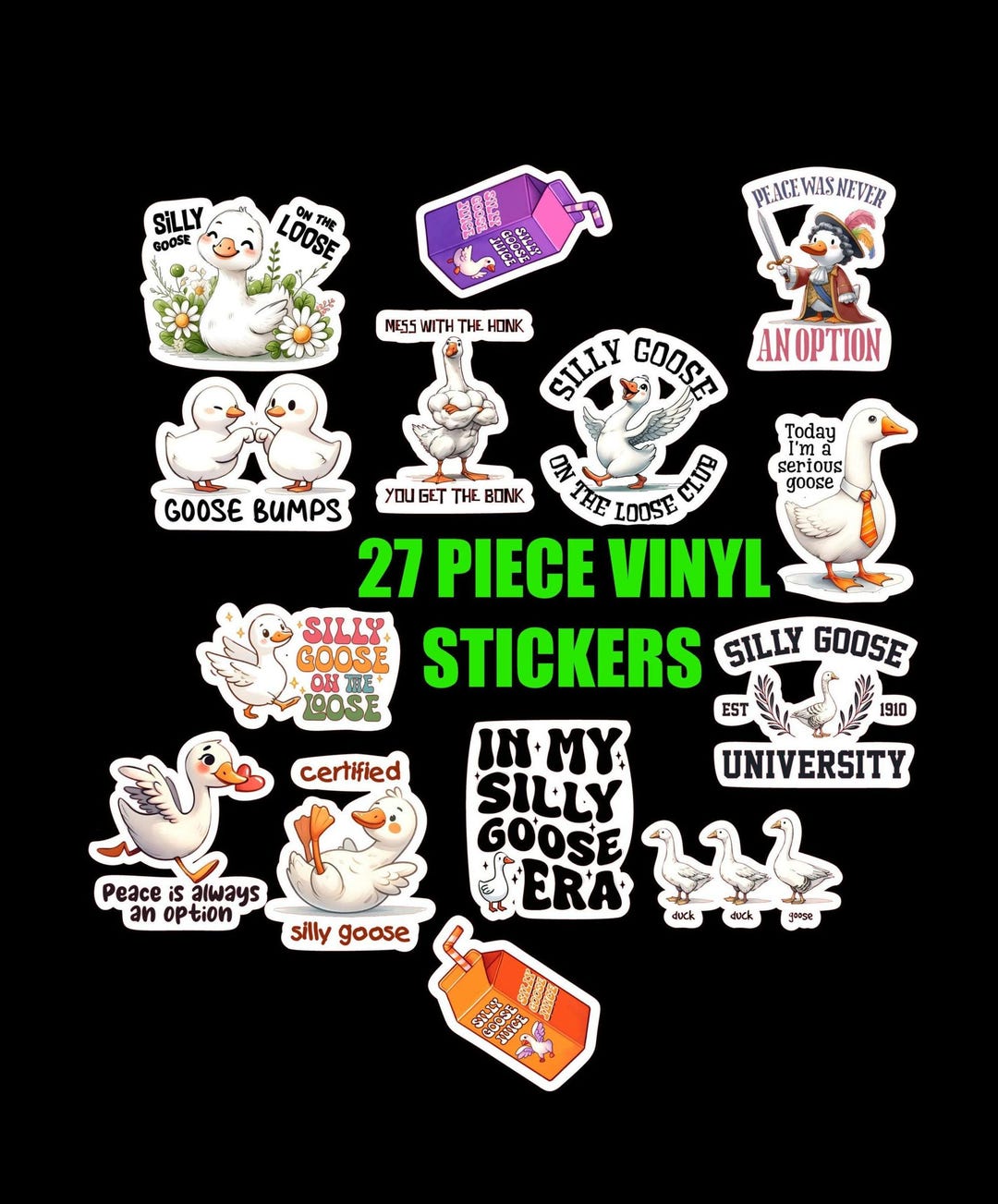 Baby Silly Goose Sticker Pack 27 Pcs 2 Inch Waterproof Vinyl Stickers ...