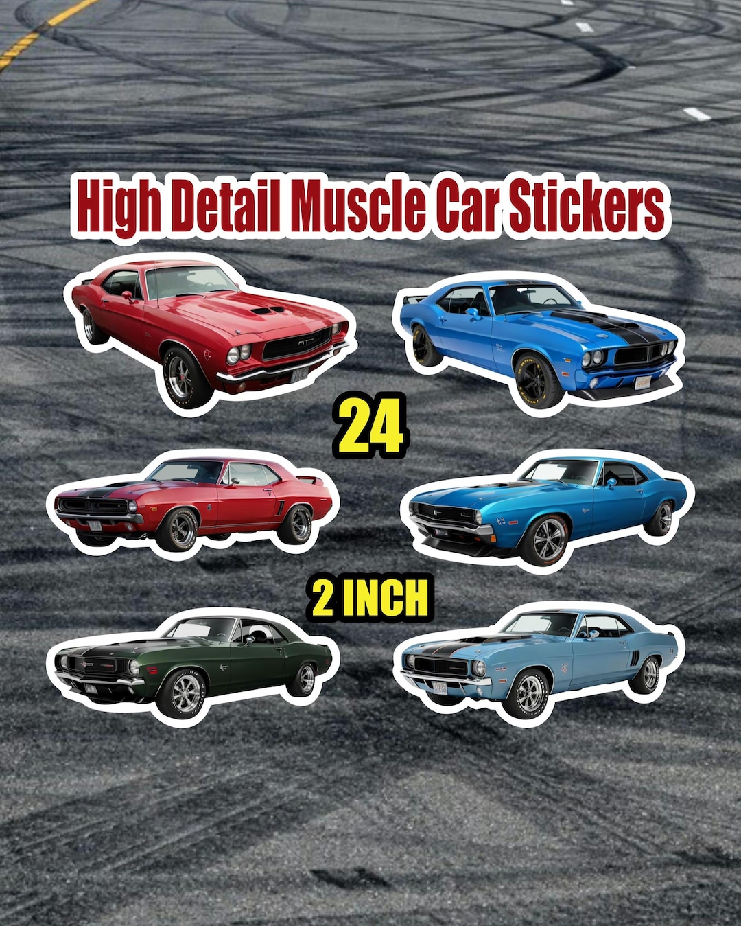 Vintage Muscle Car Stickers: Waterproof Vinyl Decal Pack (24 Piece) - Etsy
