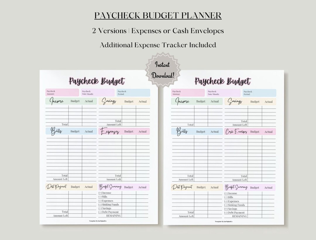 Paycheck Budget Planner, Digital Budget Planner, Printable Budget ...