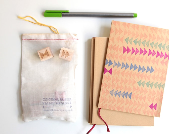 DIY Notebook Kit With Choice of 2 Geometric Shapes Mini Rubber Stamps ...