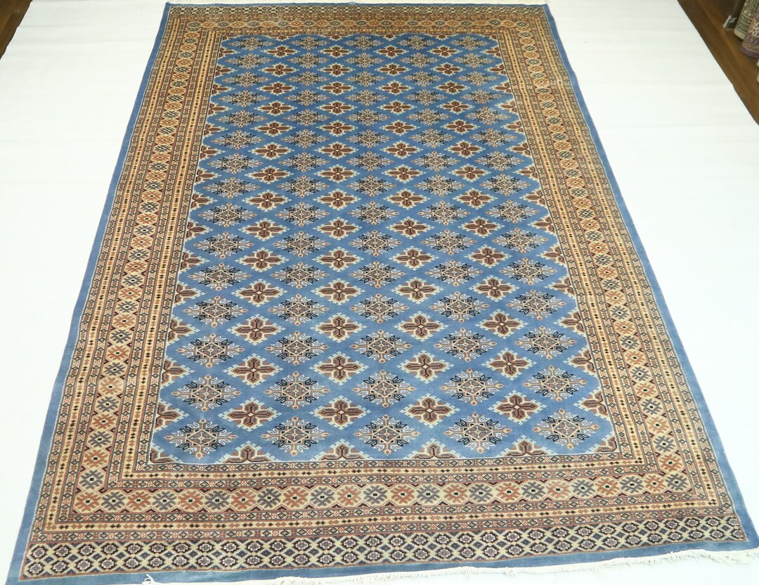 6x9 Bokhara Area Rug - Powder Blue Rug - Star Motif Rug - Geometric Rug ...